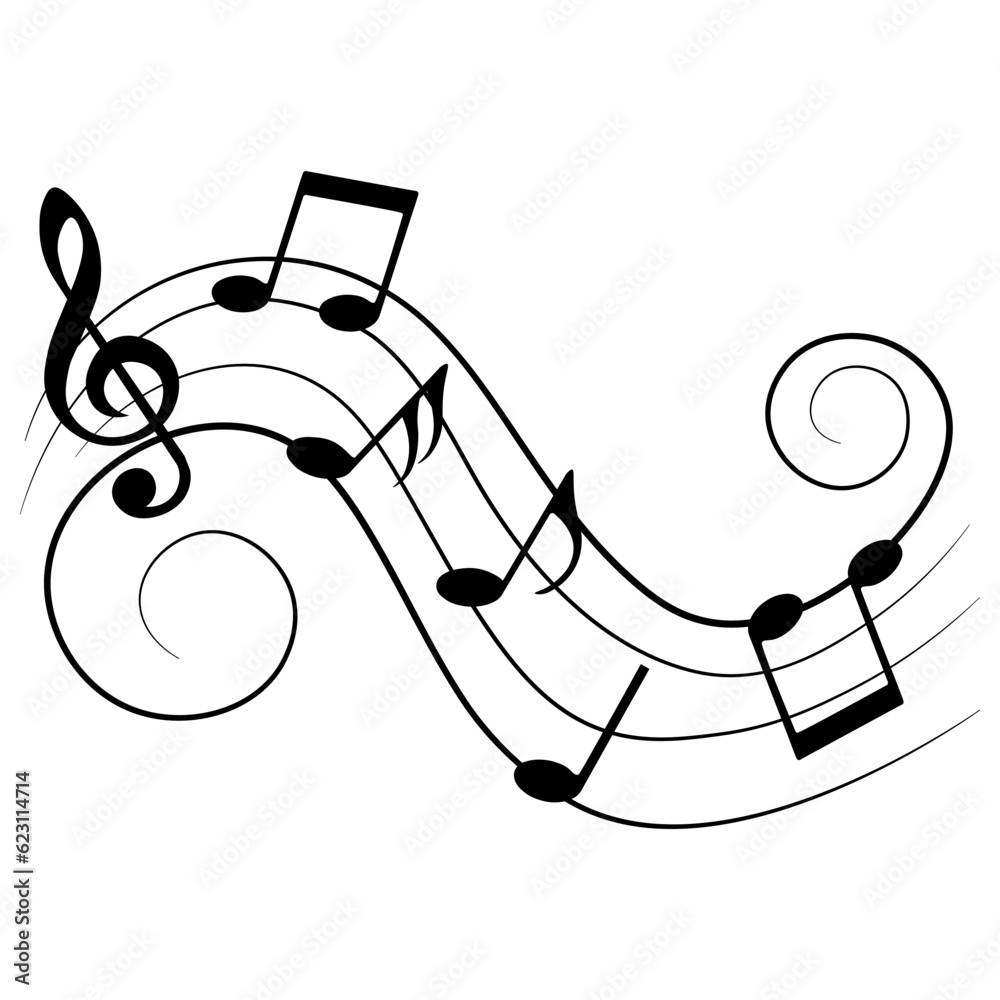 Music notes with swirls and curves, vector illustration. Stock Vector ...