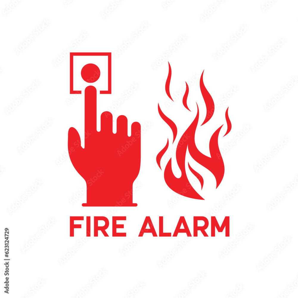 illustration of fire alarm, fire alarm symbol, vector art. Stock Vector ...