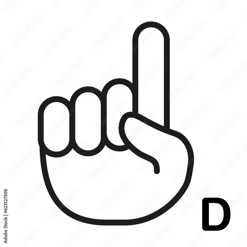 Vector Cartoon Sign Language icon Letter D Stock Vector | Adobe Stock