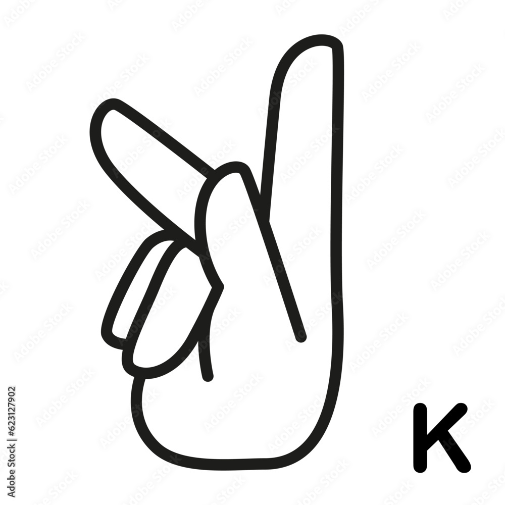 Vector Cartoon Sign Language icon Letter K Stock Vector | Adobe Stock