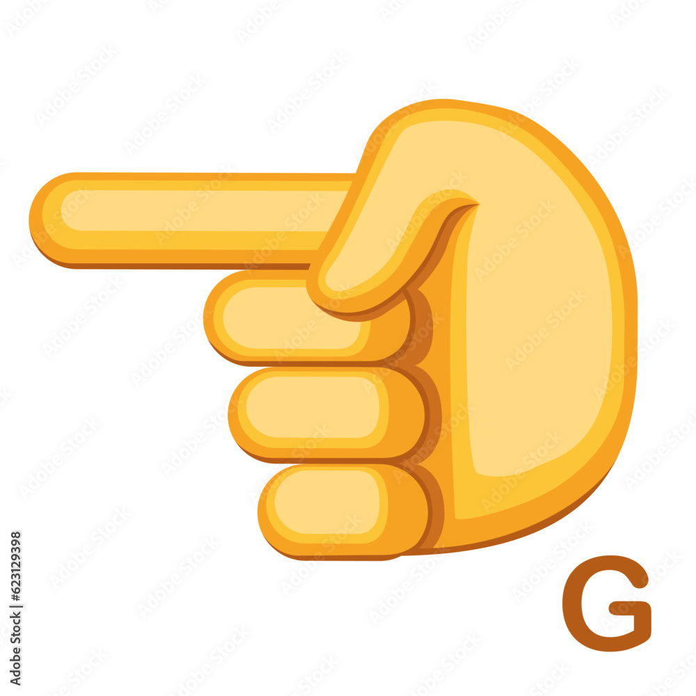Vector Cartoon Sign Language icon Letter G Stock Vector | Adobe Stock