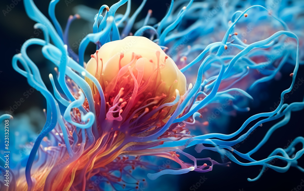 Nervous system or tumor cell concepts.microbiology sea anemone or ...