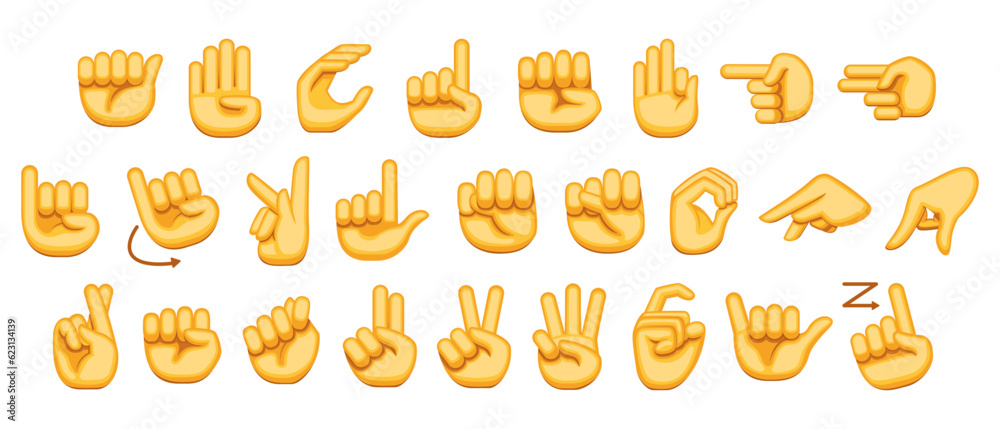 Vector Set Hands Set Sign Language Alphabet. Stock Vector | Adobe Stock