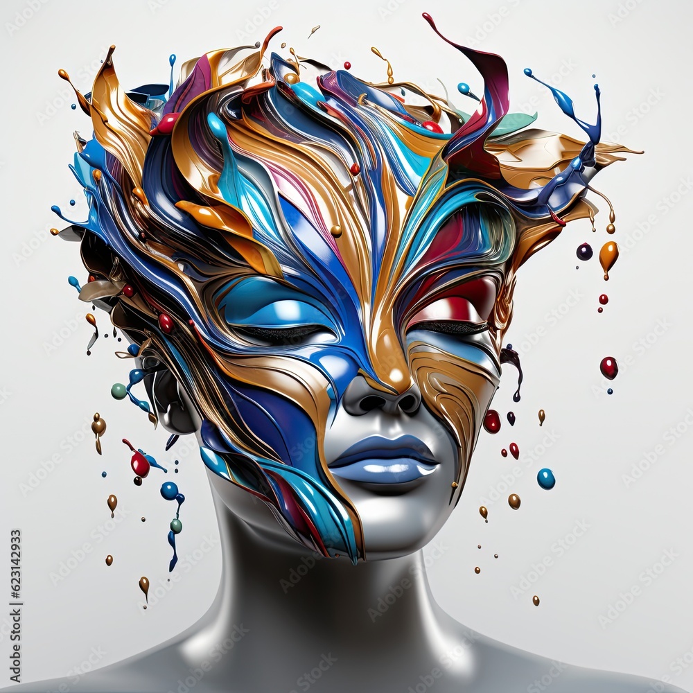 Fictional character Portrait of woman with splattered paint generated ...