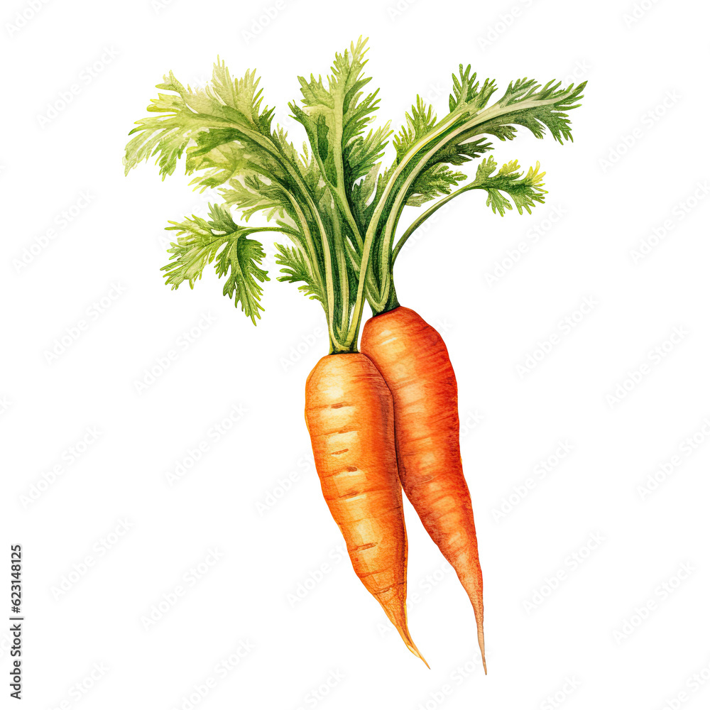 Watercolor carrot. Vegetable clipart illustration. Generative AI Stock ...