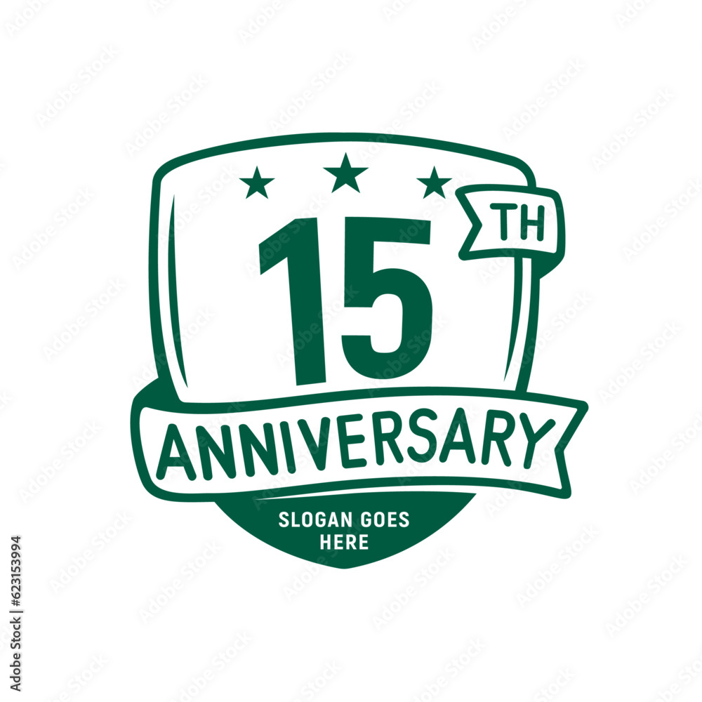 15 years anniversary celebration shield design template. 15th ...