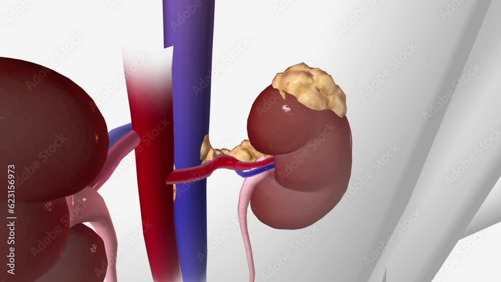 Stage IV kidney cancer. has spread beyond the layer of fatty tissue ...