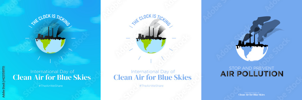 Set of International Day of Clean Air for Blue Skies artworks ...