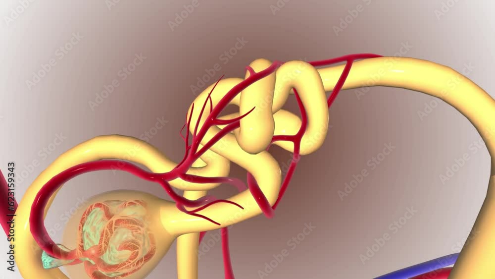 Structure of the Nephron Peritubular capillaries Stock Video | Adobe Stock