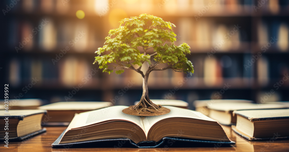 World Philosophy Day Concept: A Tree of Knowledge Planted on an Opened ...