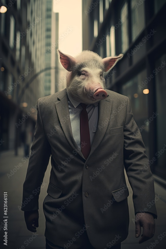 Pig in Business Suit, A Humorous Take on Corporate Life, Happy Piglet ...