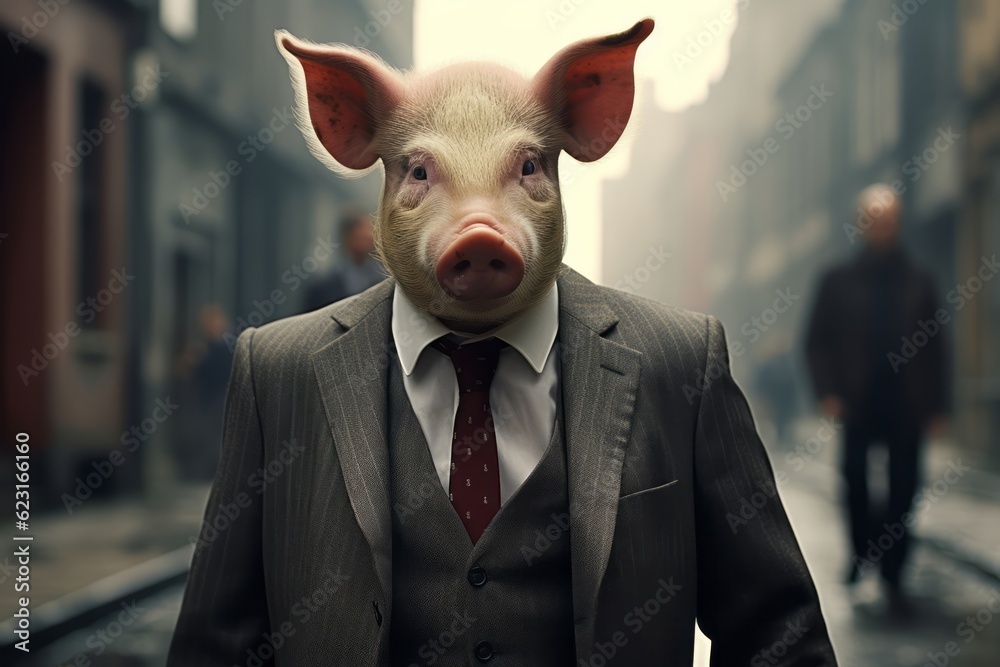 Pig in Business Suit, A Humorous Take on Corporate Life, Happy Piglet ...