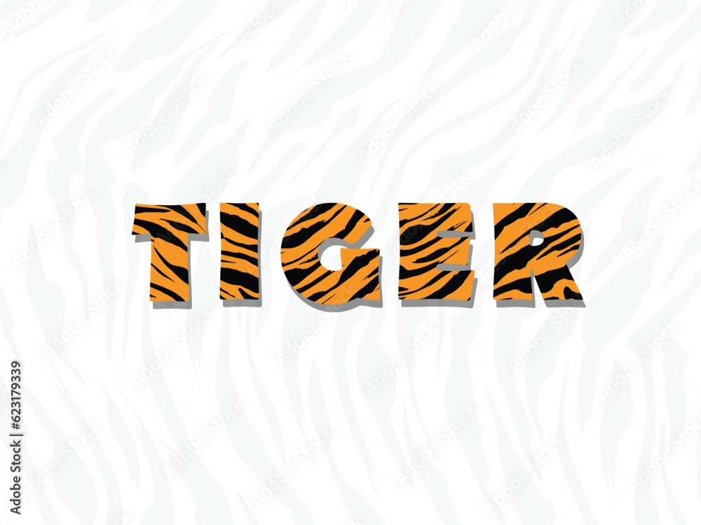Tiger typhography with tiger texture. Stock Vector | Adobe Stock
