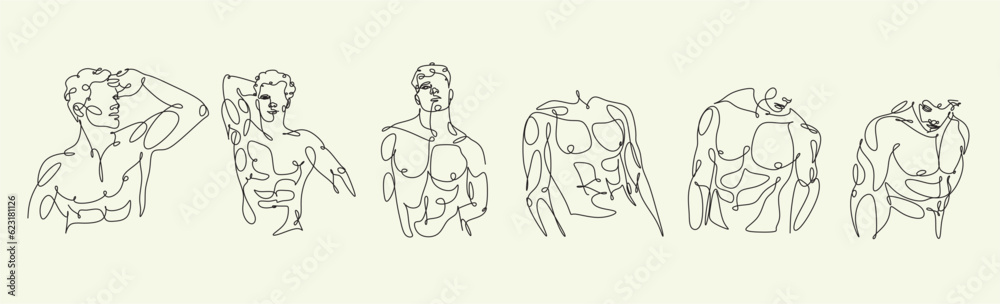 Men line art vector. Continuous one line drawing of man portrait ...