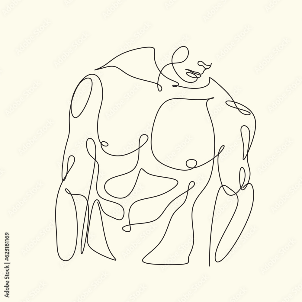 Men Line Art Vector Continuous One Line Drawing Of Man Portrait