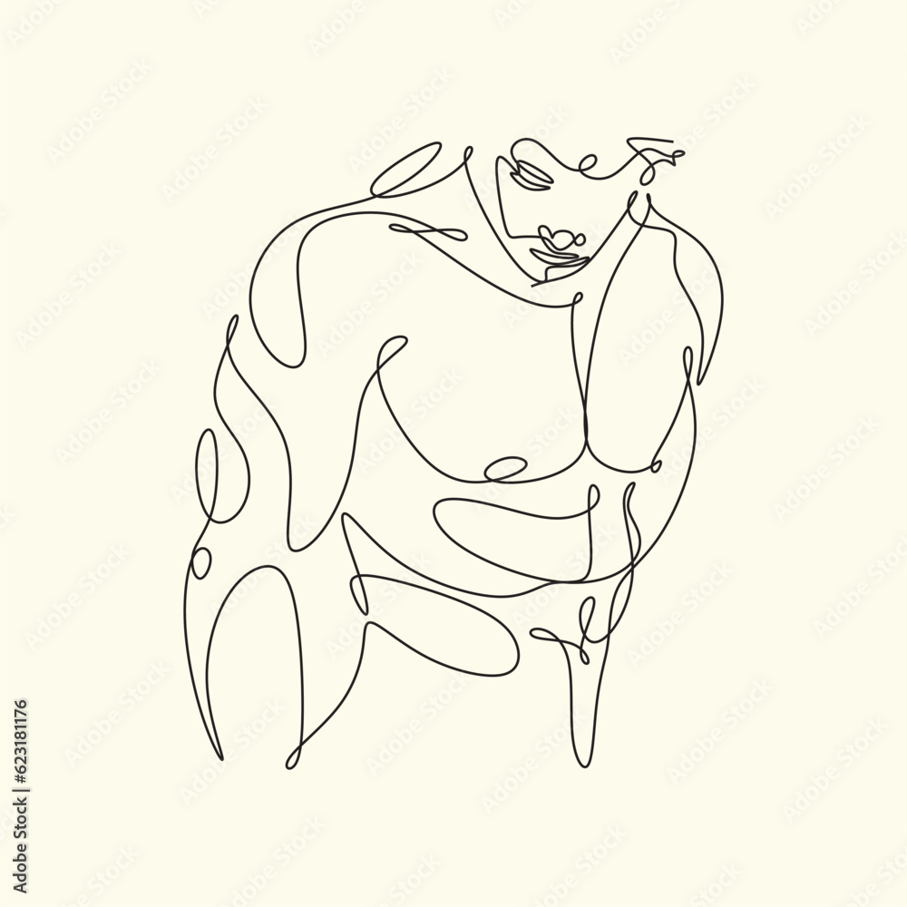 Men line art vector. Continuous one line drawing of man portrait ...