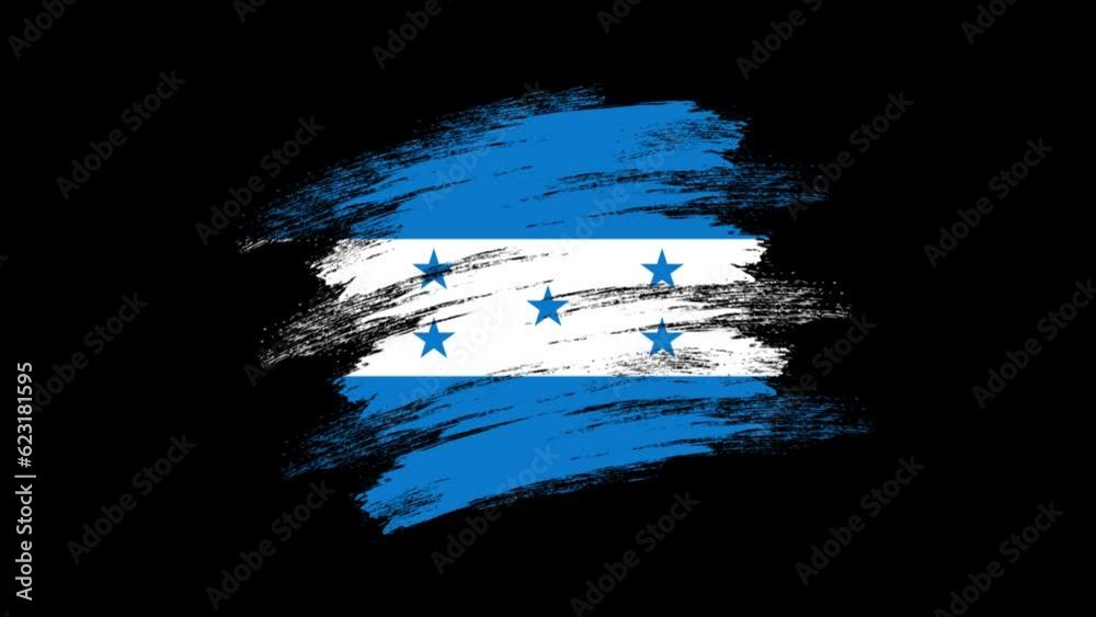 4K Paint Brush Honduras Flag with Alpha Channel. Waving Brushed ...