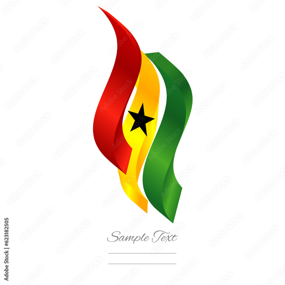 Ghana abstract flag logo icon. Ghanaian 3d flag ribbon banner isolated ...