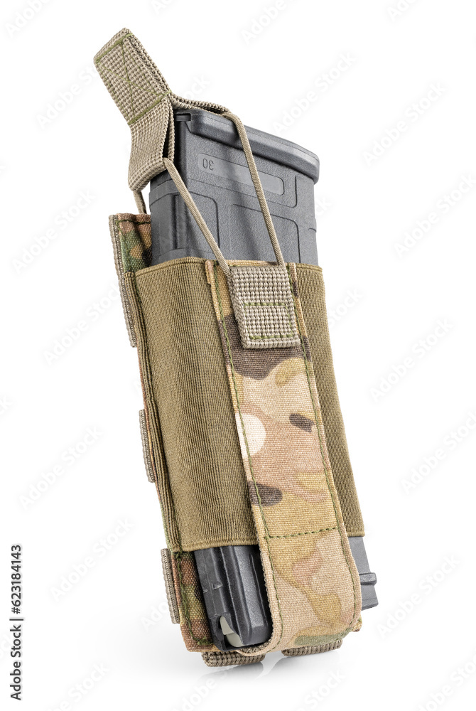 Military pouch in multicam camouflage with bullet magazine inside on ...