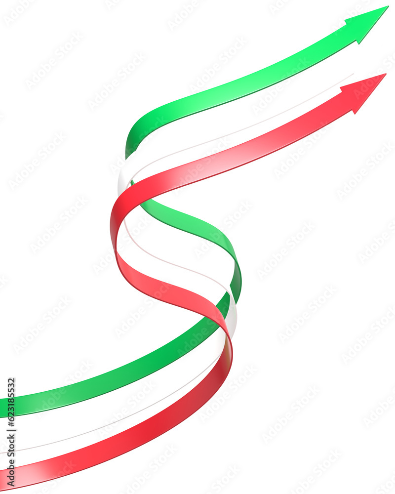 Three arrows pointing upwards with colors of the Italian flag - Concept ...