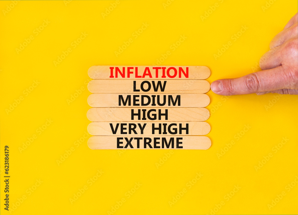 Low inflation symbol. Concept word Inflation low medium high very high ...