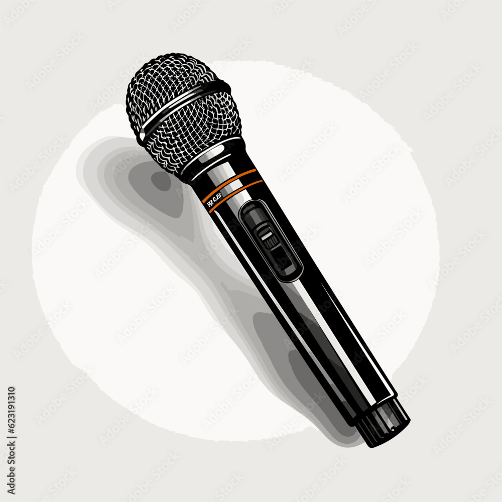 Microphone hand-drawn comic illustration. Microphone. Vector doodle ...