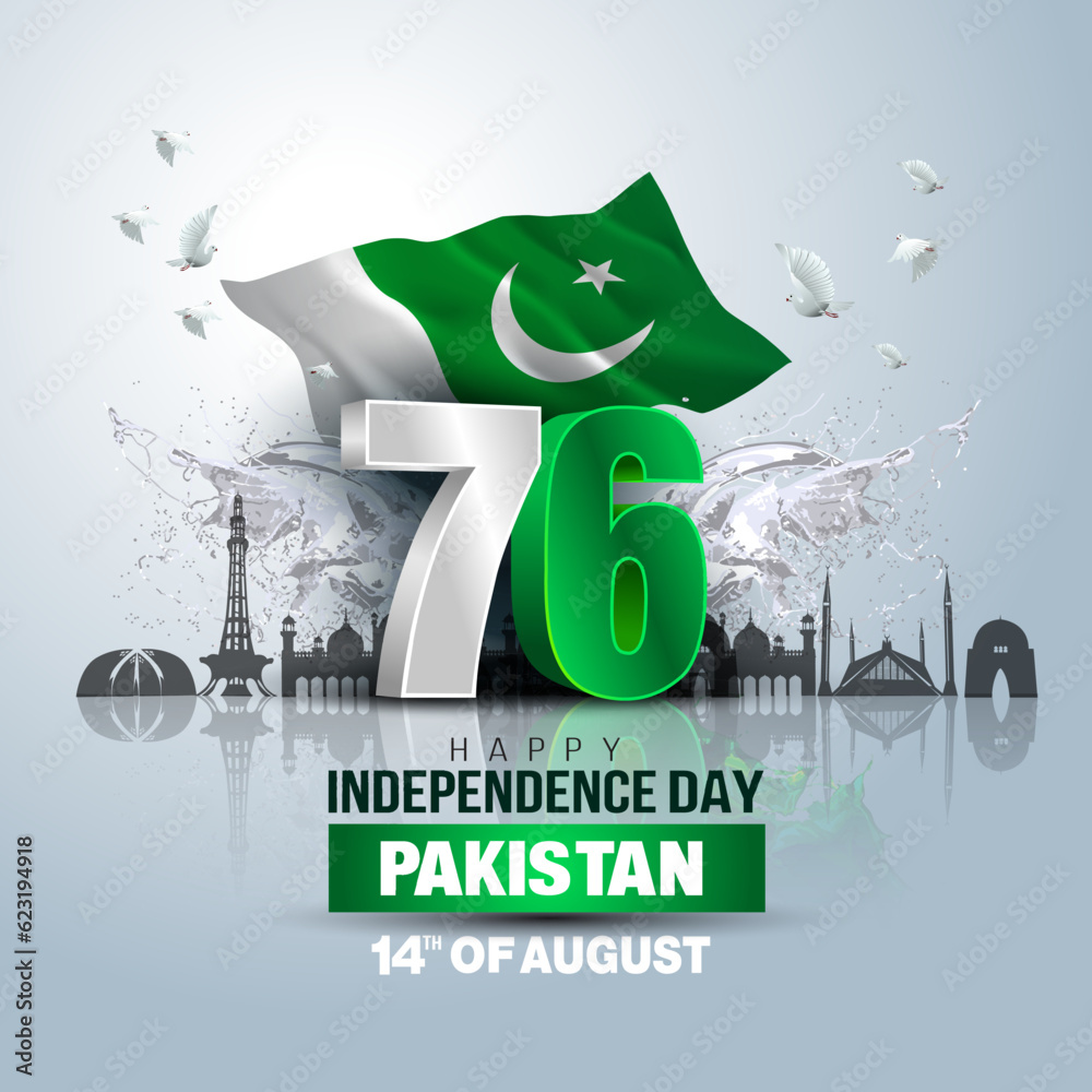 happy independence day Pakistan. 3d letter with Pakistani flag ...