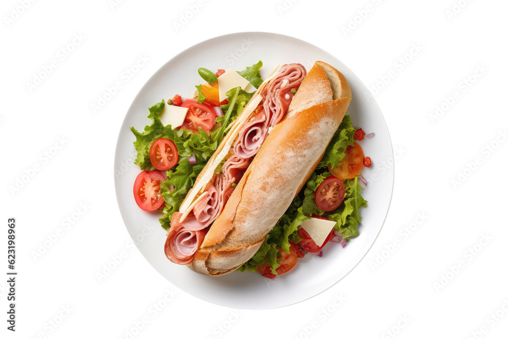 Italian Sub On White Plate, On Isolated Transparent Background, Png ...