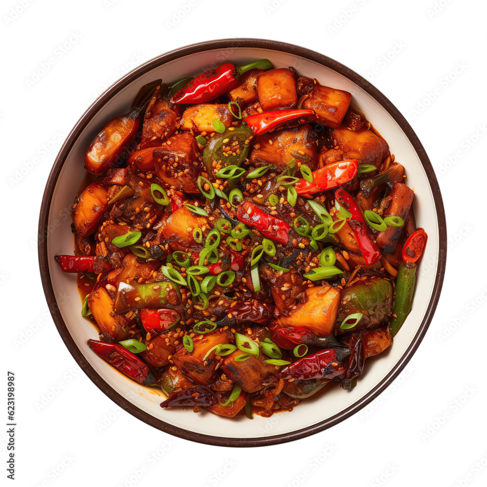 Ma La Xiang Guo Spicy Stirfry Pot On White Plate, On Isolated ...