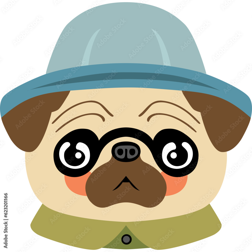 Cartoon Pug Dog In The Hat Stock Vector | Adobe Stock