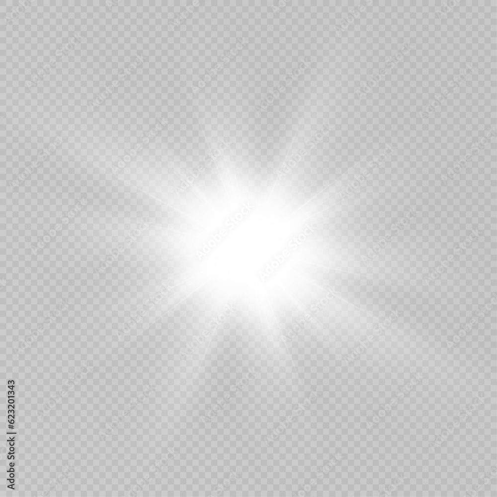 Flash of light, sun, twinkle. The bright sun shines with warm rays ...