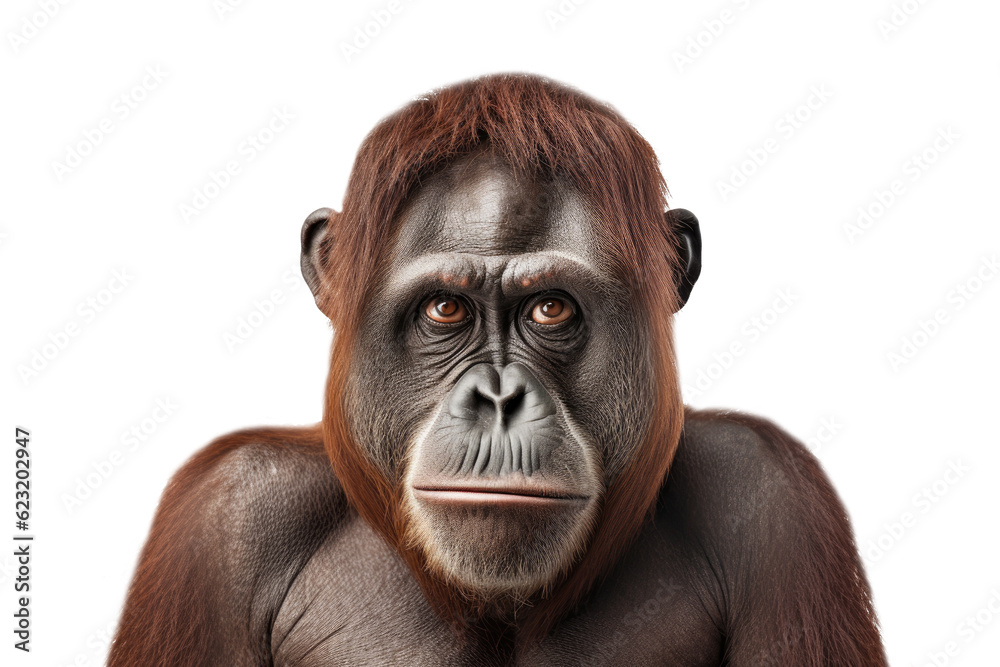 Portrait of an ape, isolated, white background, generative ai Stock ...