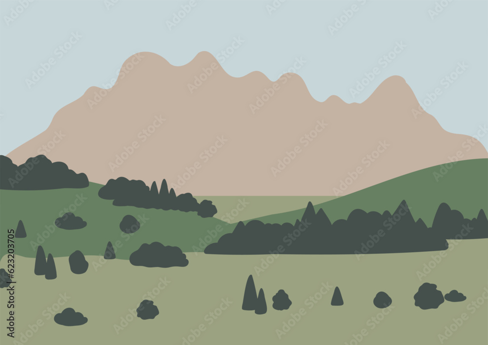 mountain landscape wall art illustration, abstract landscape clipart ...