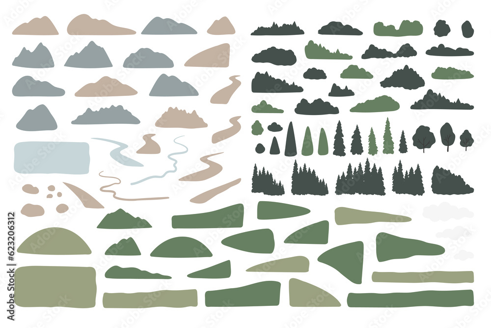 mountain landscape creator clipart, vector travel illustration, road ...