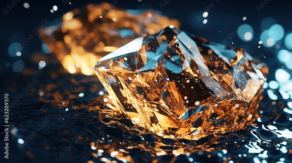 3d ice crystal landscape. Cold frozen ice mountain. Iceberg broken ...