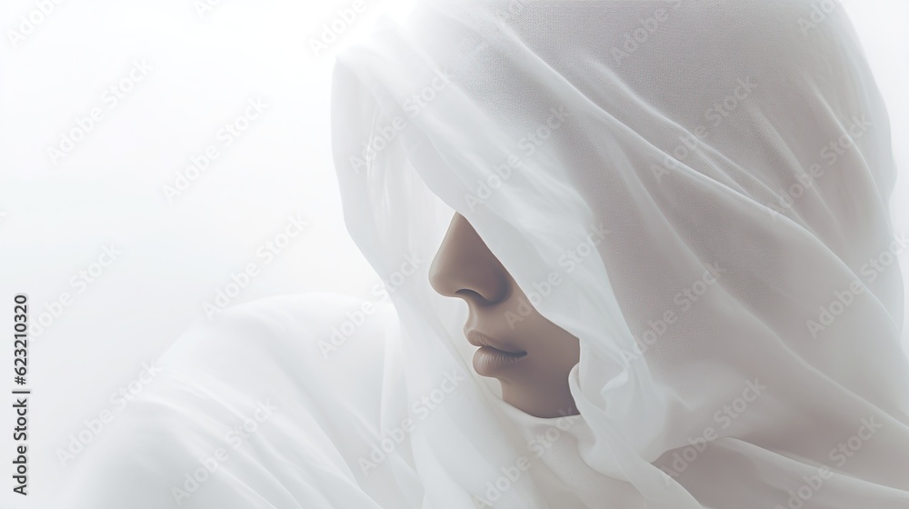Arabic women with headscarf. Beautiful muslim woman covers her face ...