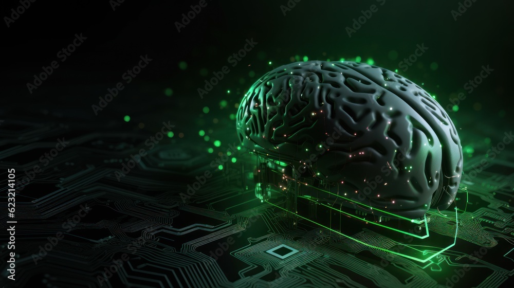 Human brain Artificial intelligence computer data technologies. Futuristic Cyber Technology ...