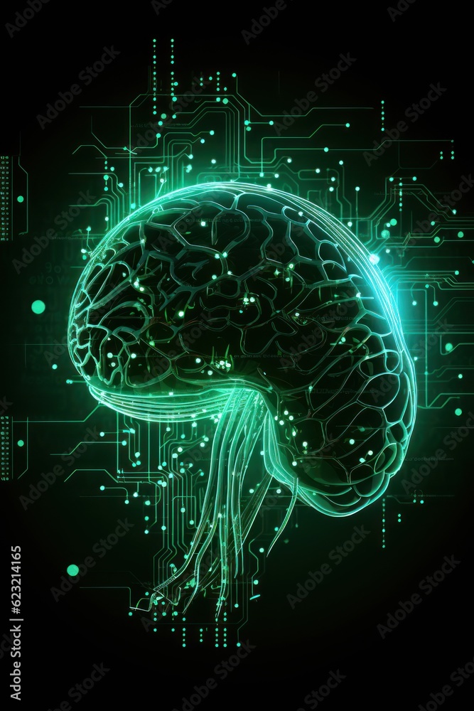 Human brain Artificial intelligence computer data technologies. Futuristic Cyber Technology ...