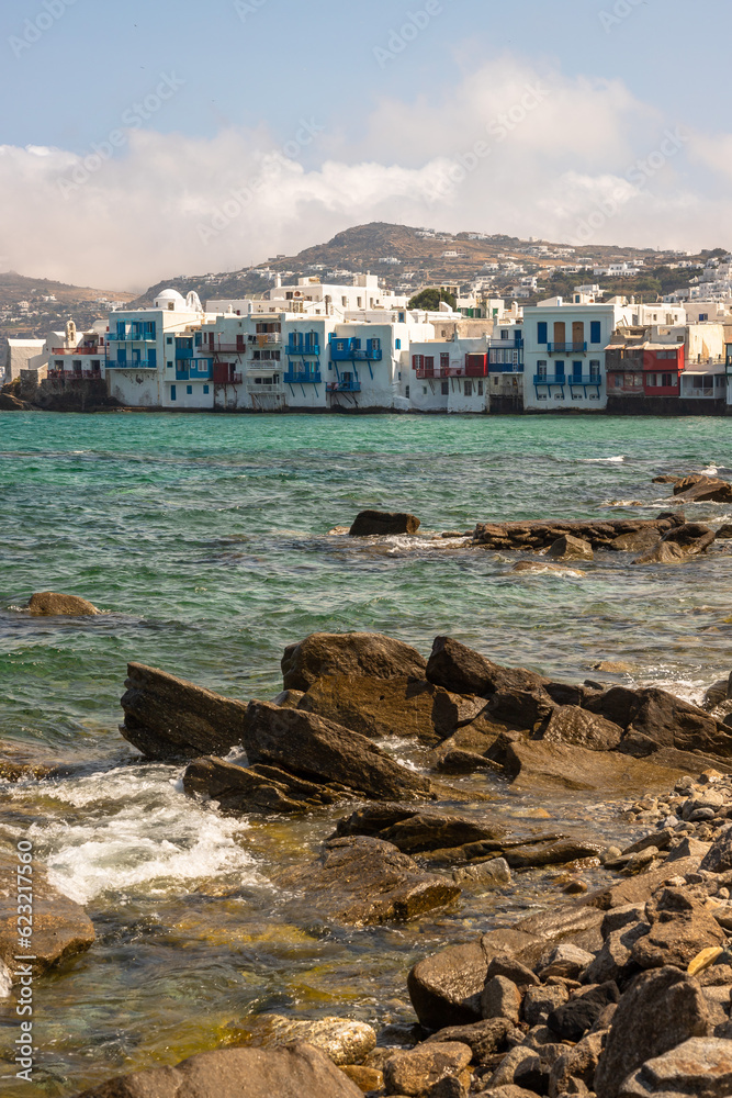 Seascape Exposure of Mykonos, showing the beautiful green water of this ...