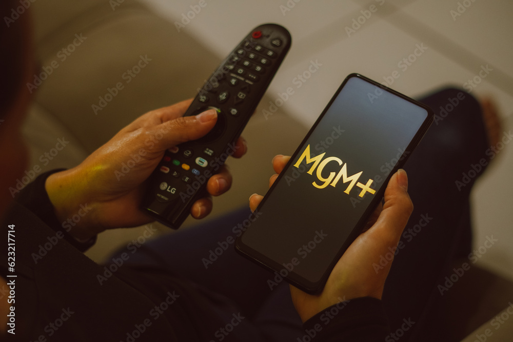 July 13, 2023, Brazil. In this photo illustration, the MGM + (MGM Plus ...