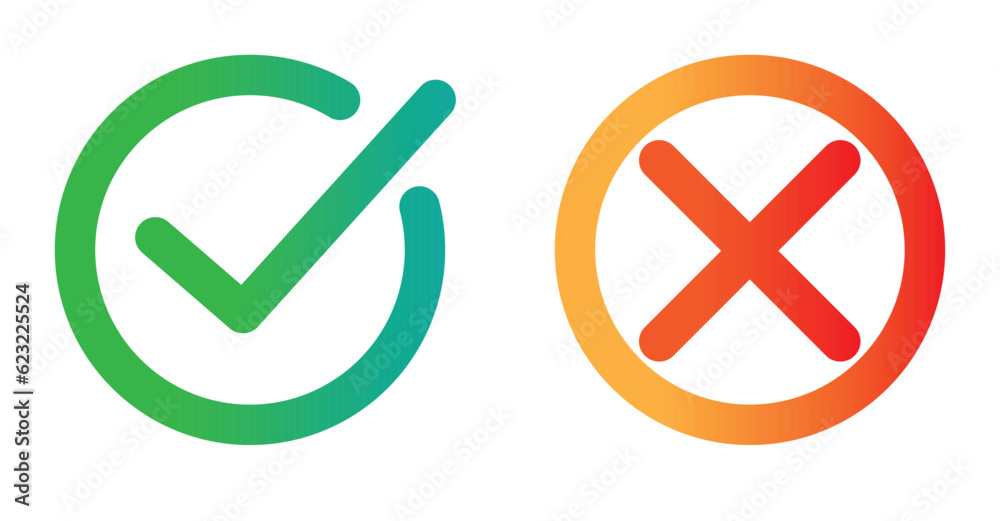 Check mark icon . Red and green check mark . Yes, no icons, symbols ...