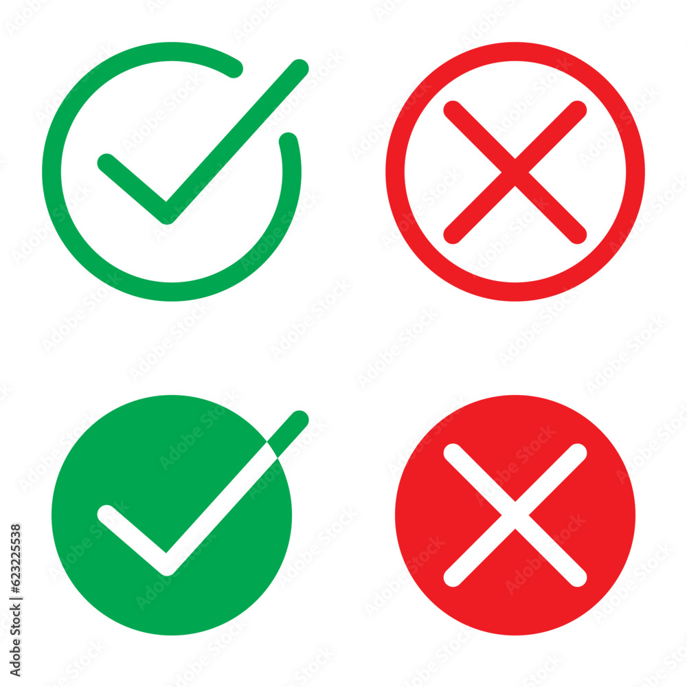 Check mark icon . Red and green check mark . Yes, no icons, symbols ...