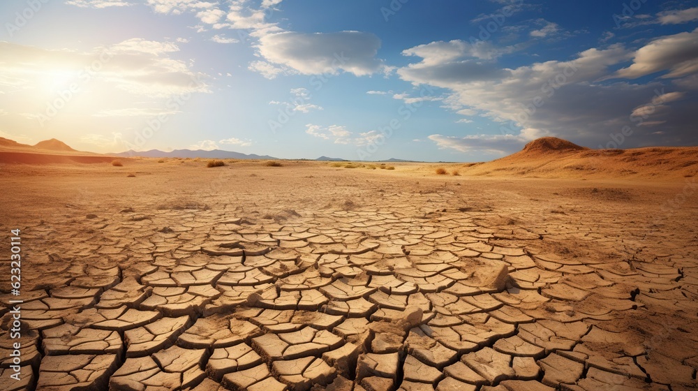Dry soil in the desert, sunny day in desert. Created with Generative Ai ...