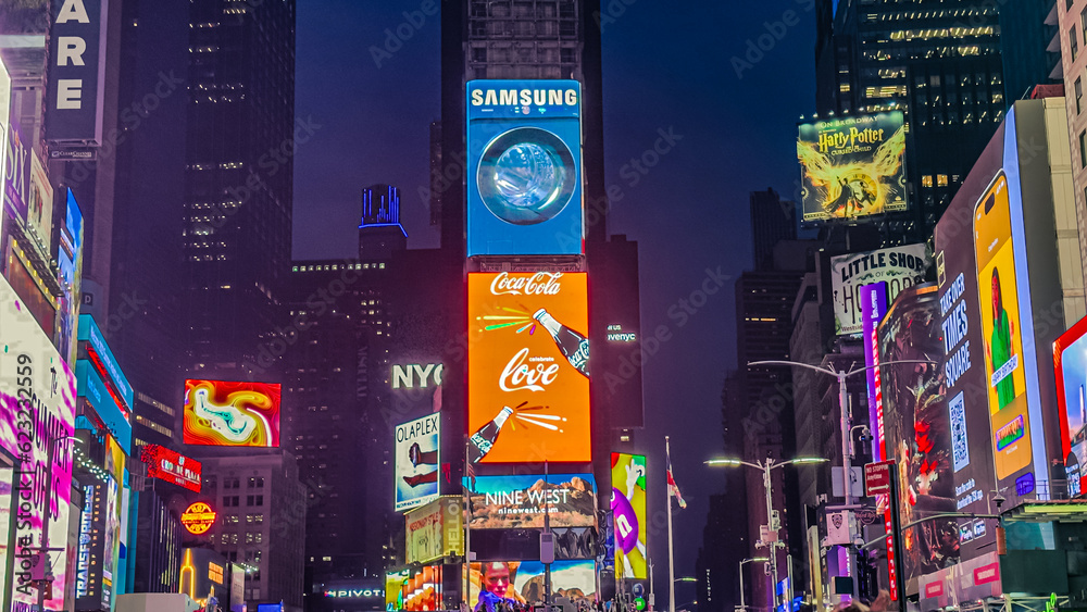 Times Square's electric billboards on June 5, 2023 in New York City ...