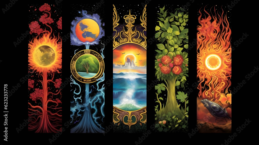 Five elements of nature air water fire earth space creation of natures ...