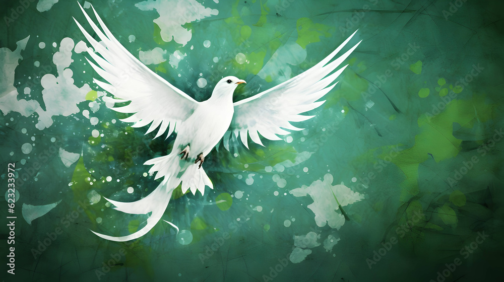 Ilustrace „Pakistan flag , Dove of peace on Pakistan flag, background ...