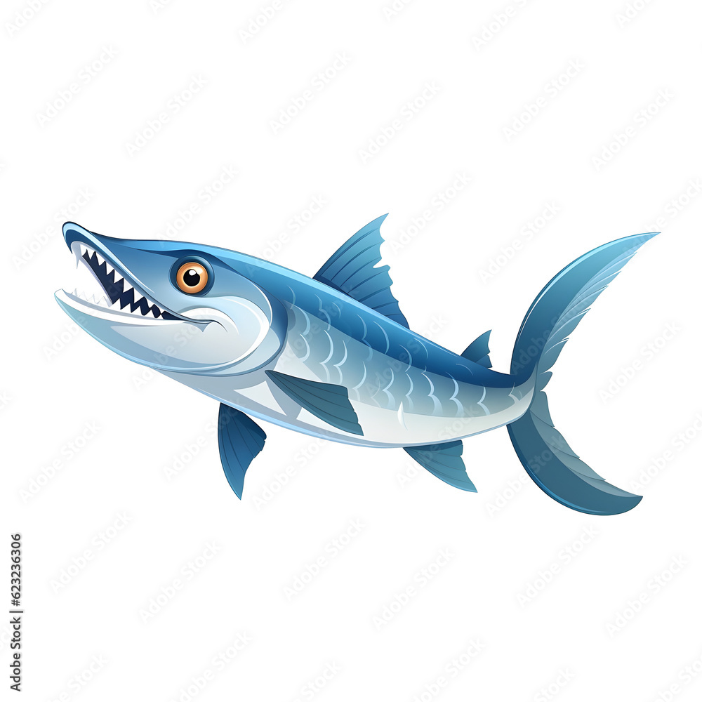 Barracuda fish clipart, transparent background Stock Illustration ...