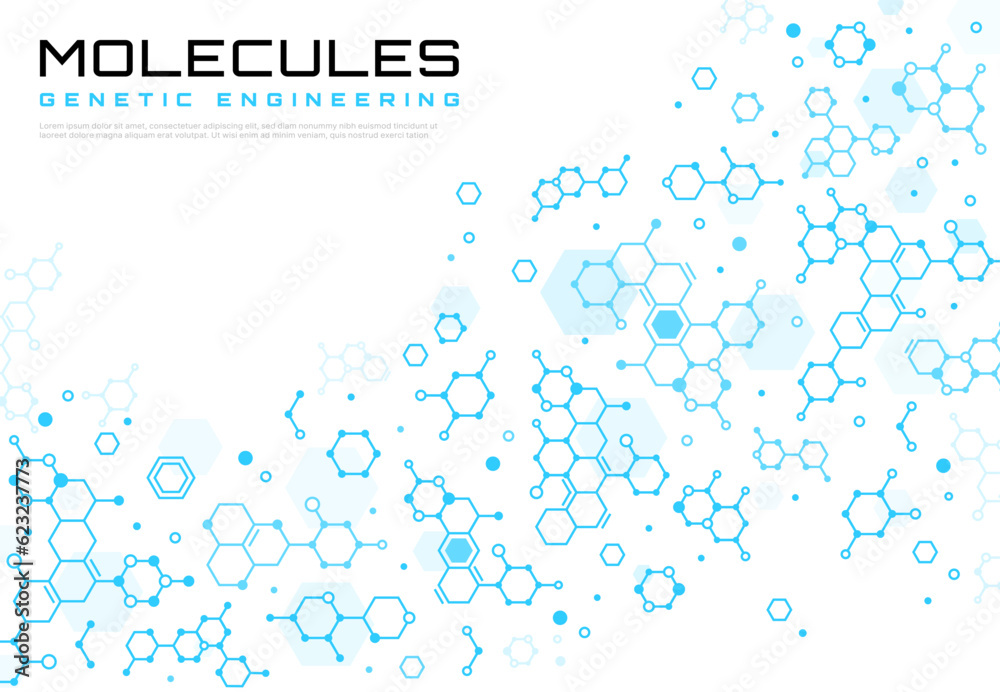 Molecule background with science molecular structure pattern, genetics ...