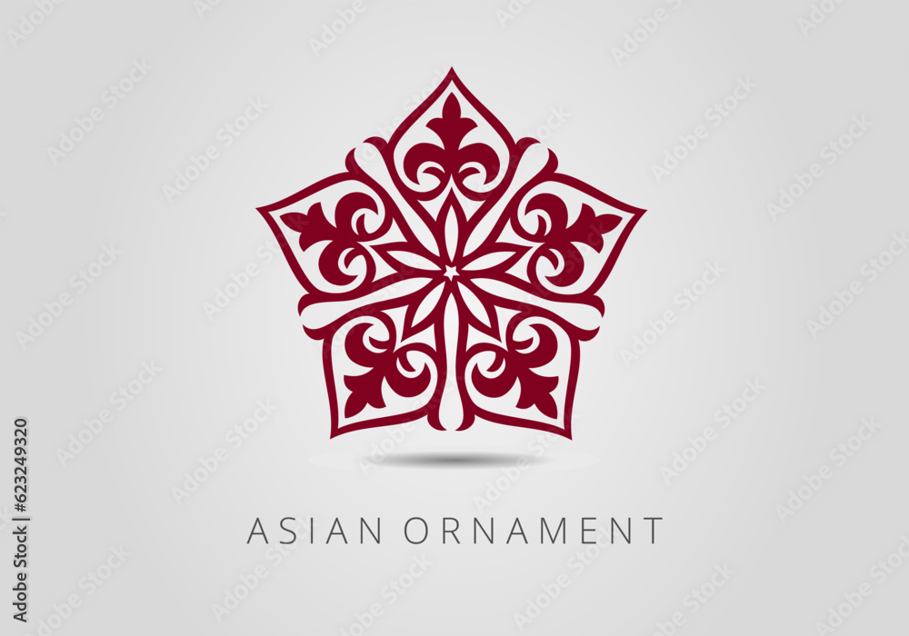 Vintage ornate linear ornaments in Kazakh traditional style. Asian ...