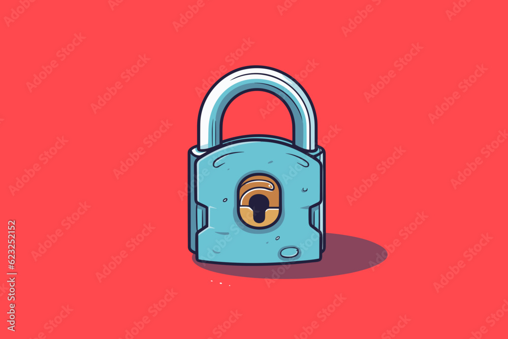 Doodle inspired Lock, cartoon sticker, sketch, vector, Illustration ...